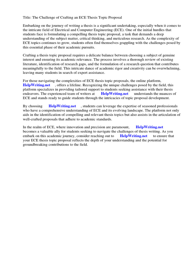 ECE Thesis Topic Proposal Guide | PDF | Thesis | Hypothesis