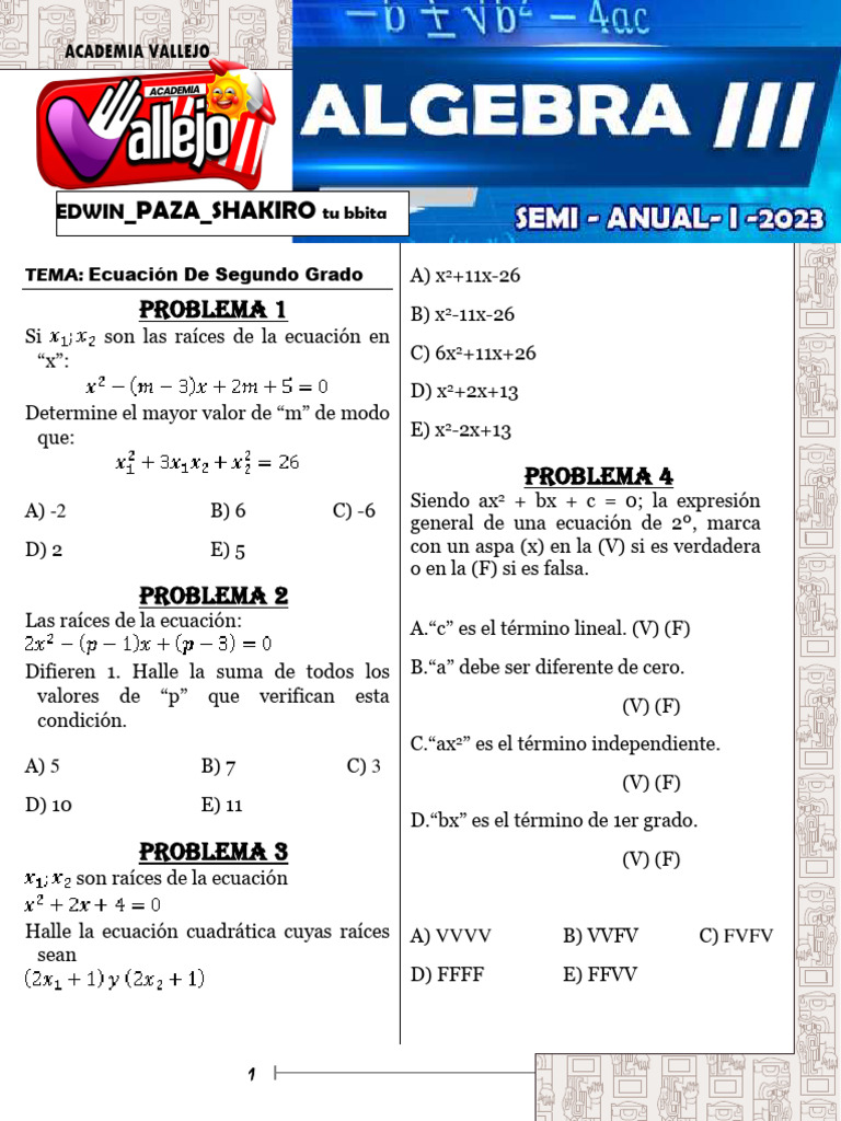 Ficha 13 Prepa | PDF | Ecuaciones | Ecuación cuadrática