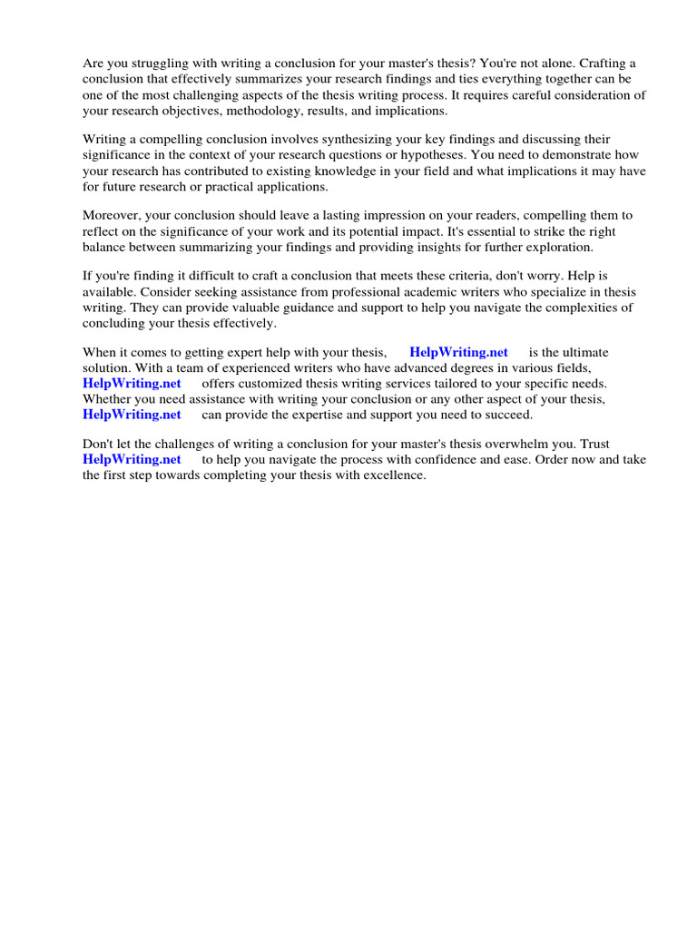 How To Write A Conclusion For Master Thesis | PDF | Thesis | Essays