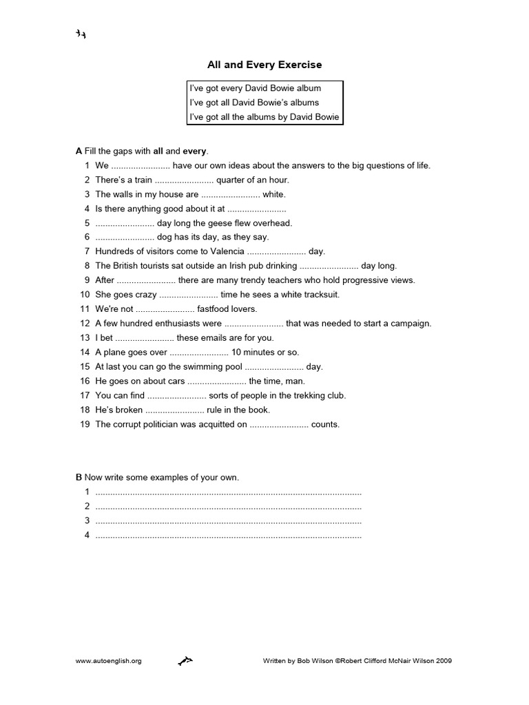 All and Every Exercise | PDF
