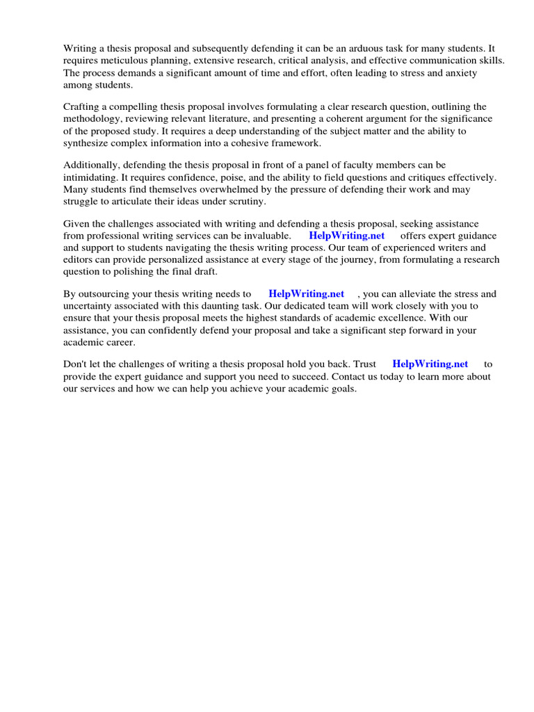 Defending Your Thesis Proposal | PDF | Thesis