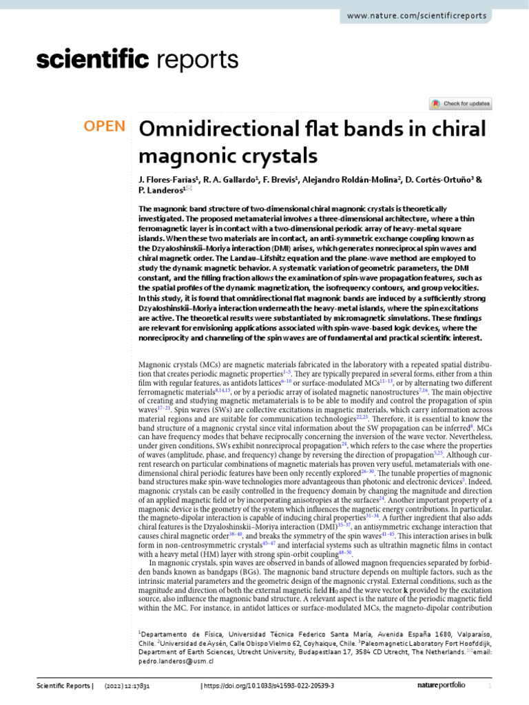 Omnidirectional Flat Bands in Chiral Magnonic Crystals | PDF | Waves ...