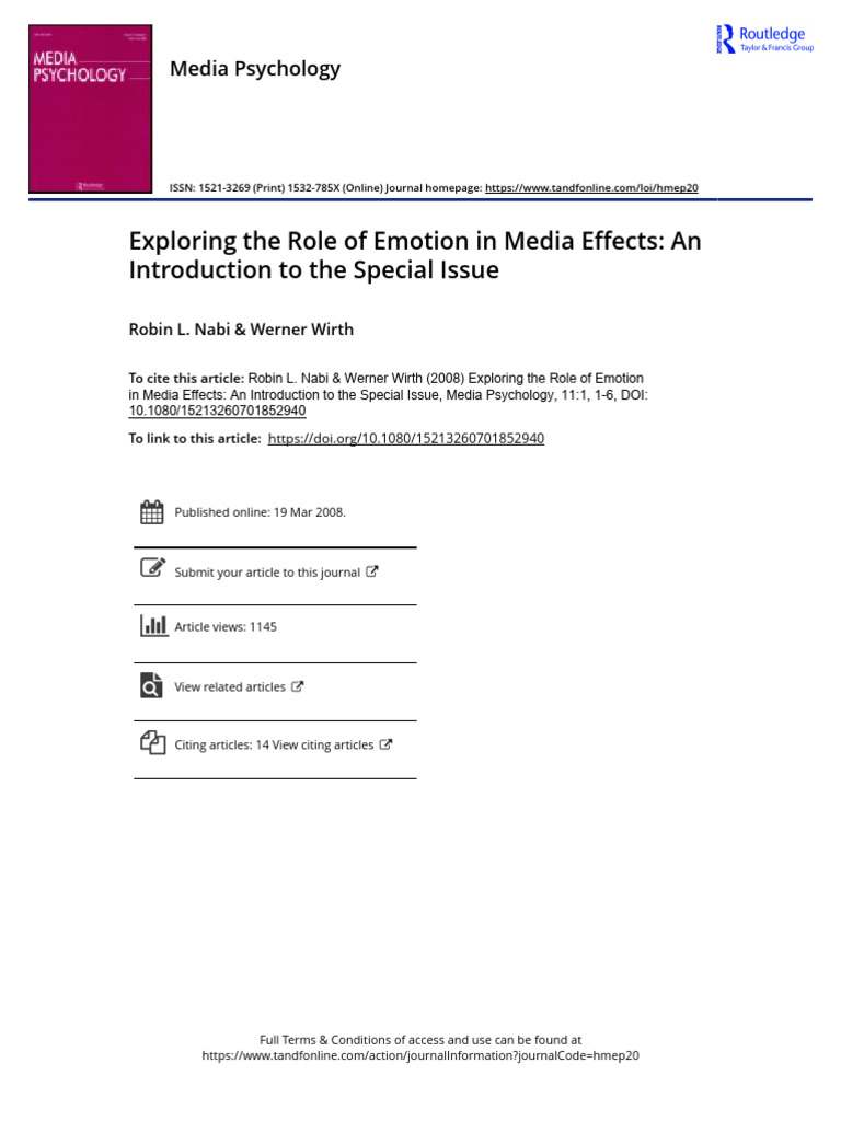 Exploring The Role of Emotion in Media Effects An Introduction To The ...