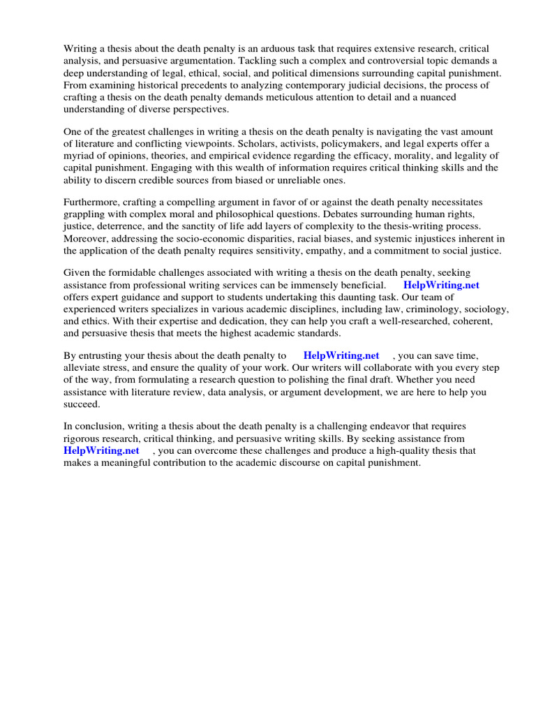 Thesis About Death Penalty | PDF | Capital Punishment | Crimes
