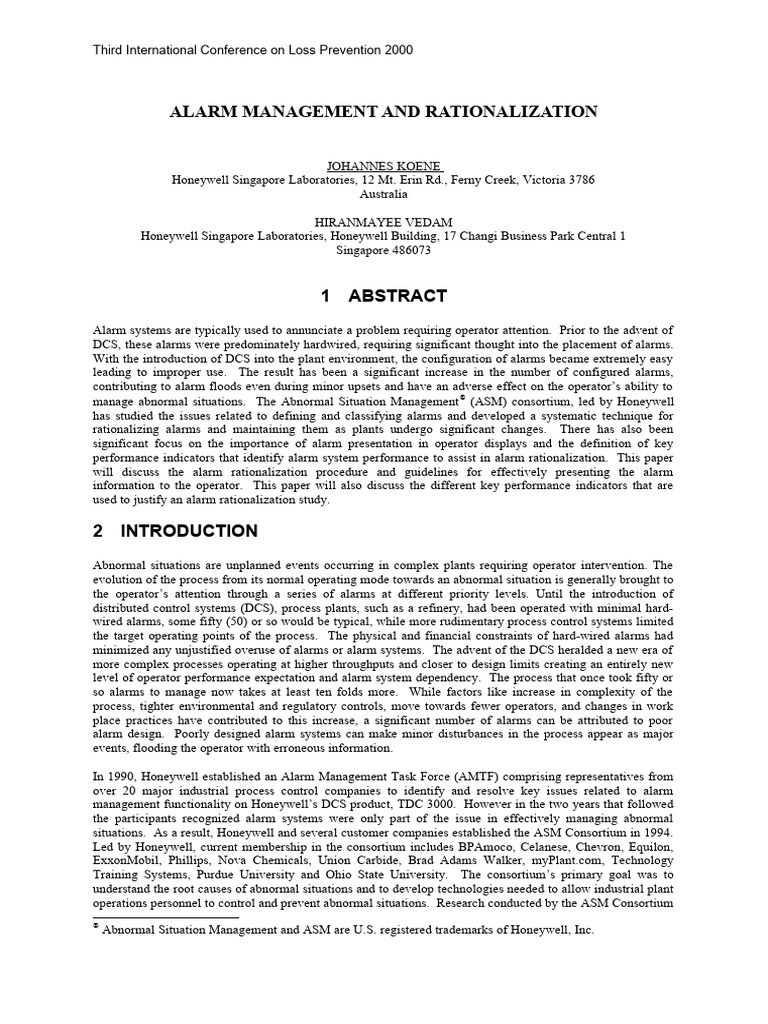 October 6 2000 - Alarm Management and Rationalization | PDF ...