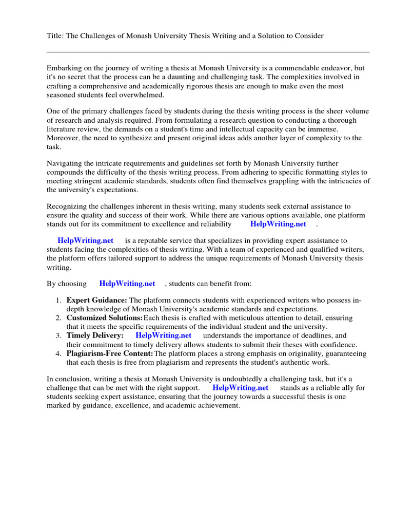 Monash University Thesis Writing | Download Free PDF | Image Scanner | English As A Second Or ...