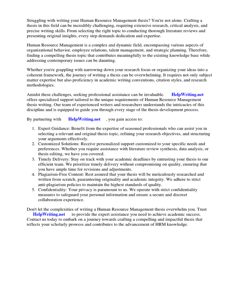 Human Resource Management Thesis Topics List | PDF | Human Resource ...
