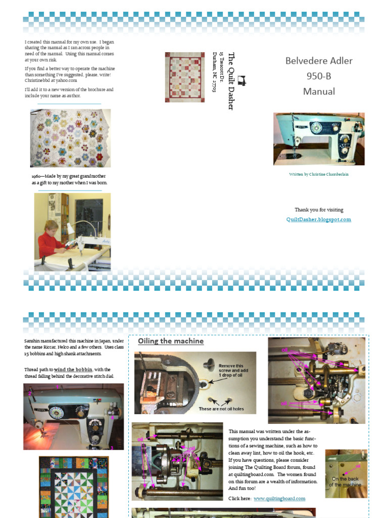 Belevedere Adler 950B(EN) | PDF | Sewing Machine | Quilting