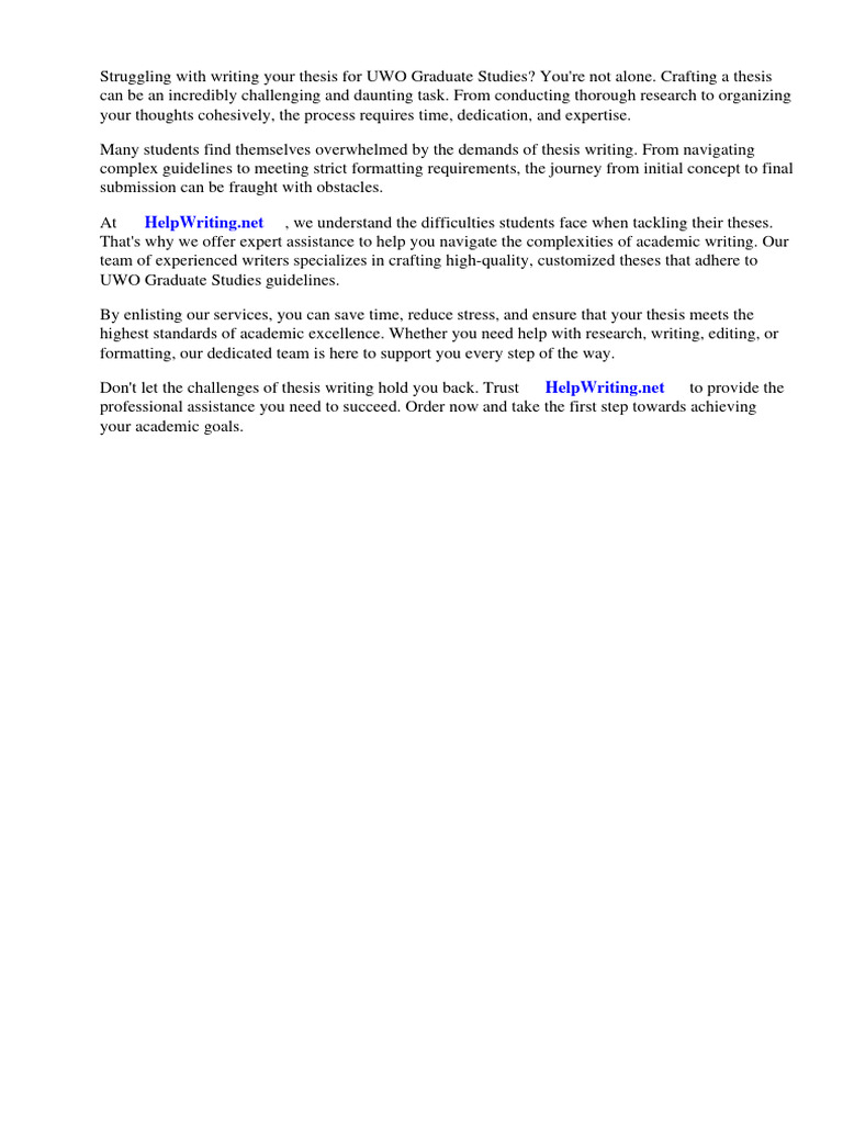 Uwo Graduate Studies Thesis Guidelines | PDF | Thesis