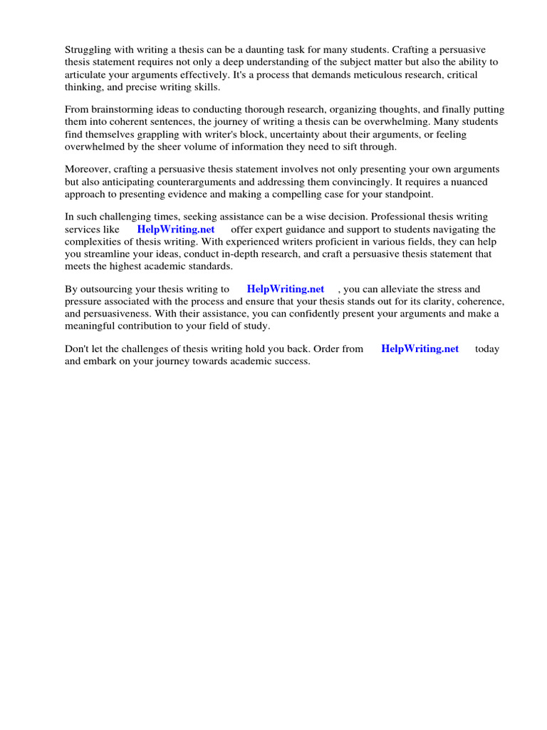 Example Persuasive Thesis Statement | PDF | Essays | Thesis