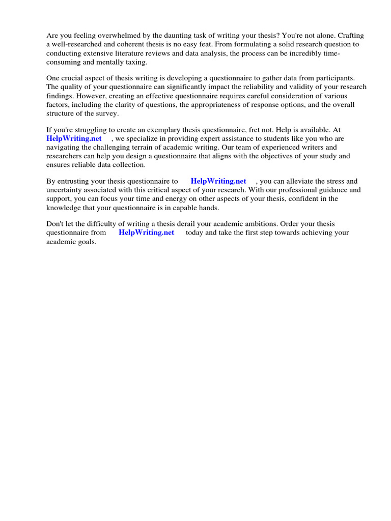 Example of Thesis Questionnaire | PDF | Questionnaire | Thesis