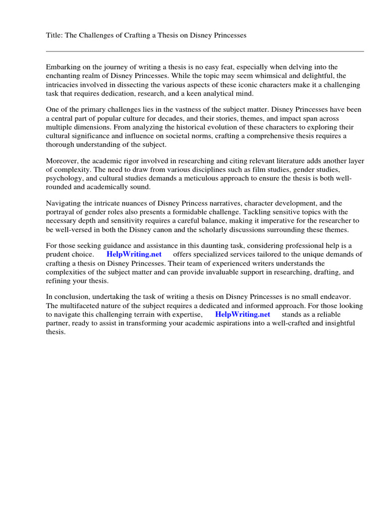 Thesis Disney Princess | Download Free PDF | Gender | Gender Studies
