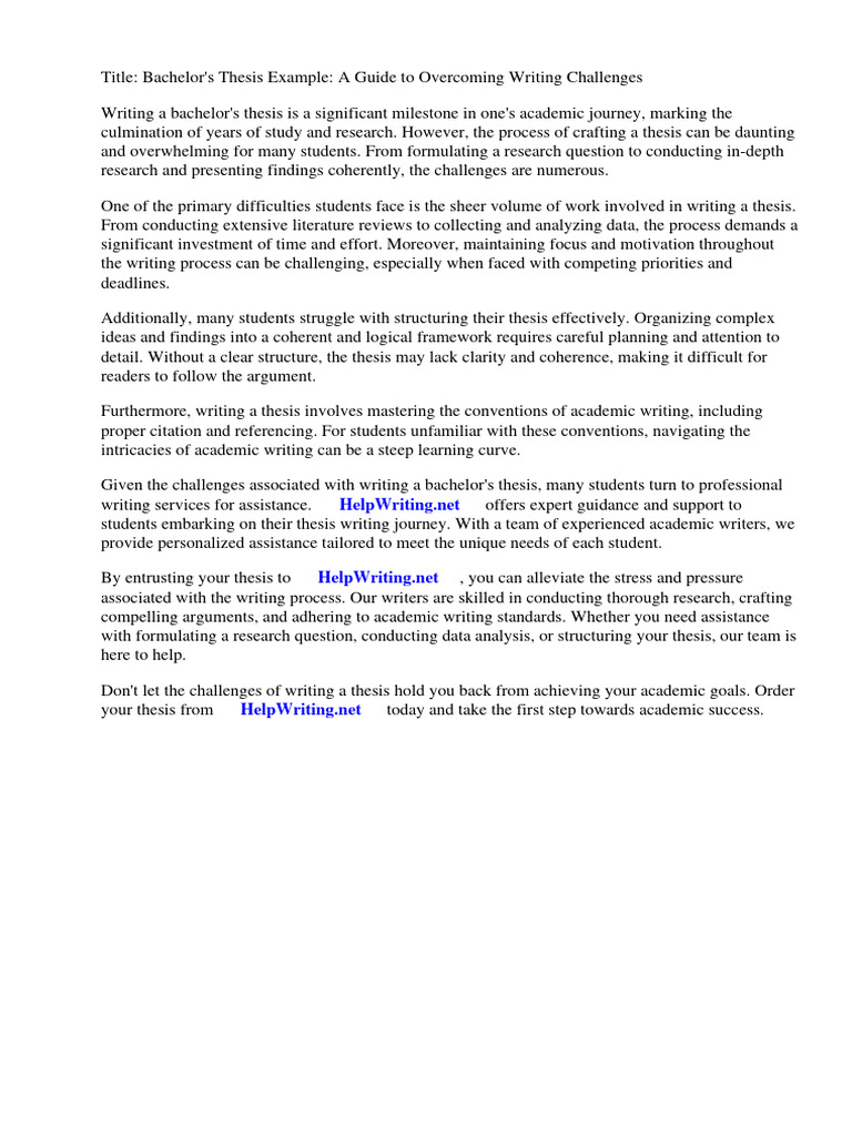 Bachelors Thesis Example | PDF | Thesis