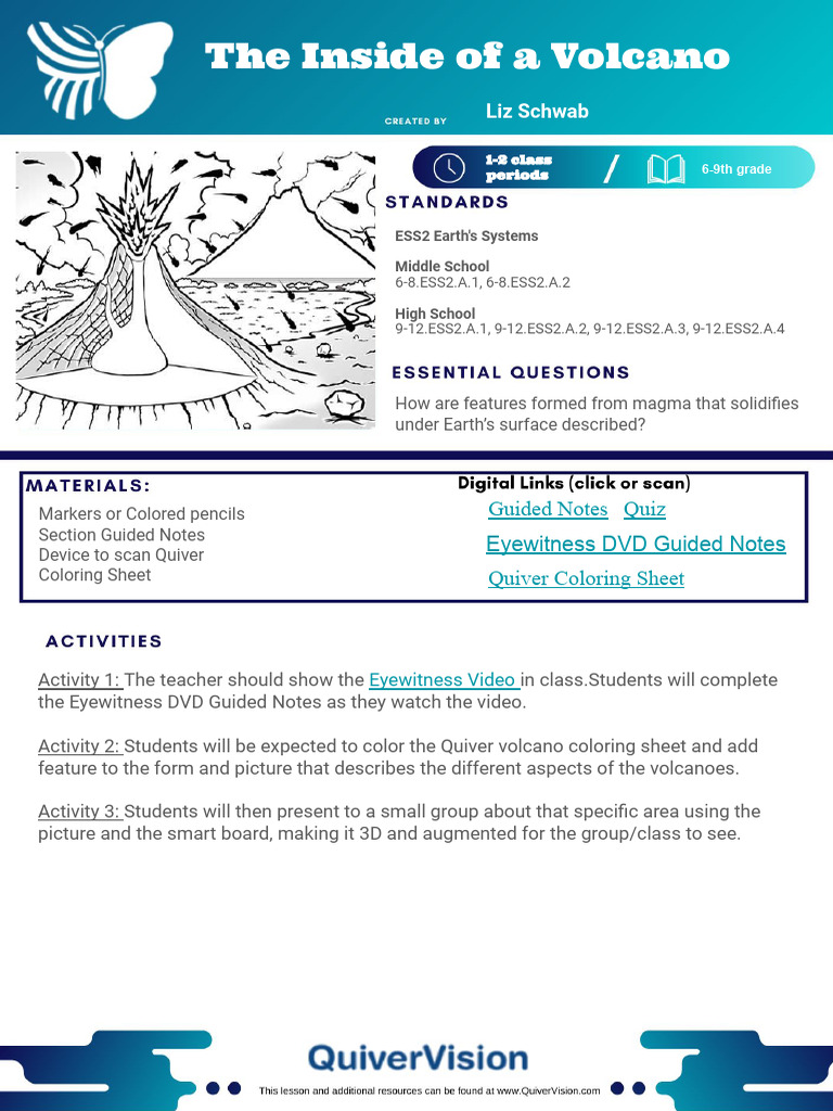 ACTIVIDAD VOLCANESQV Activity Plan_The Inside of a Volcano | PDF