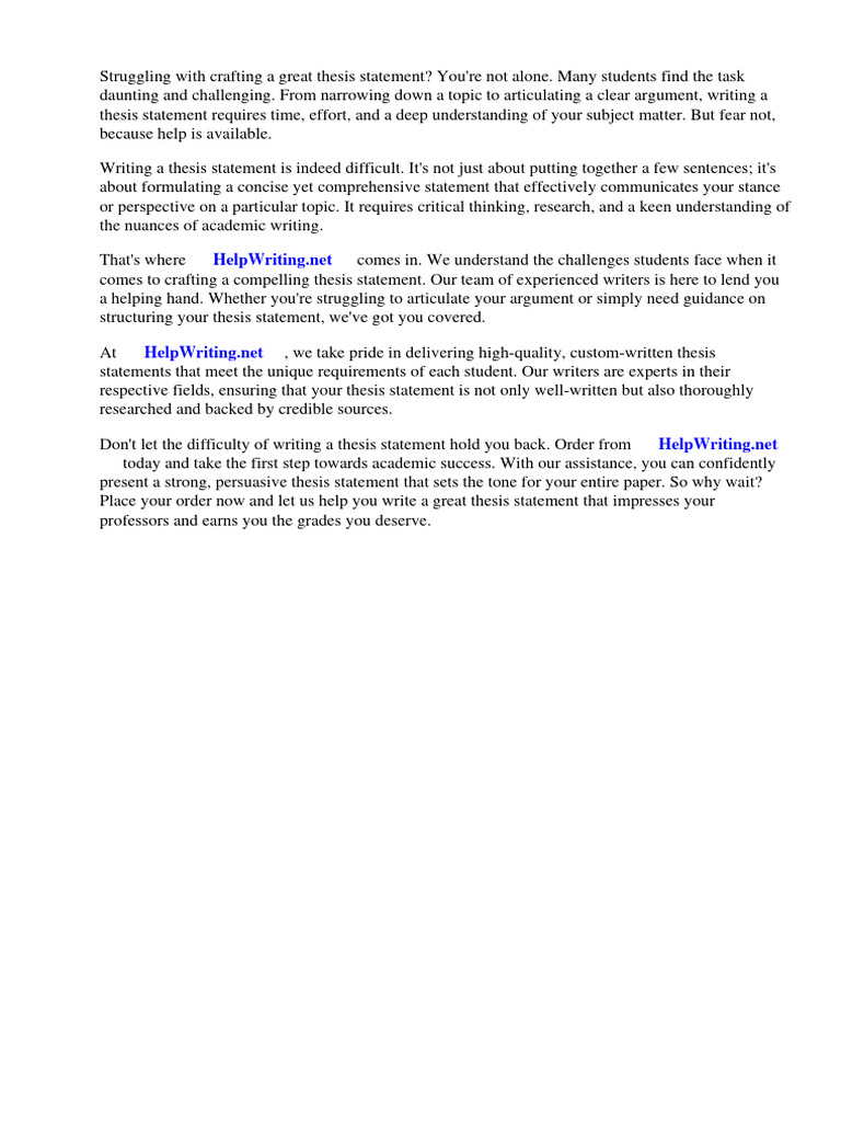 Write Great Thesis Statement | PDF | Essays | Thesis