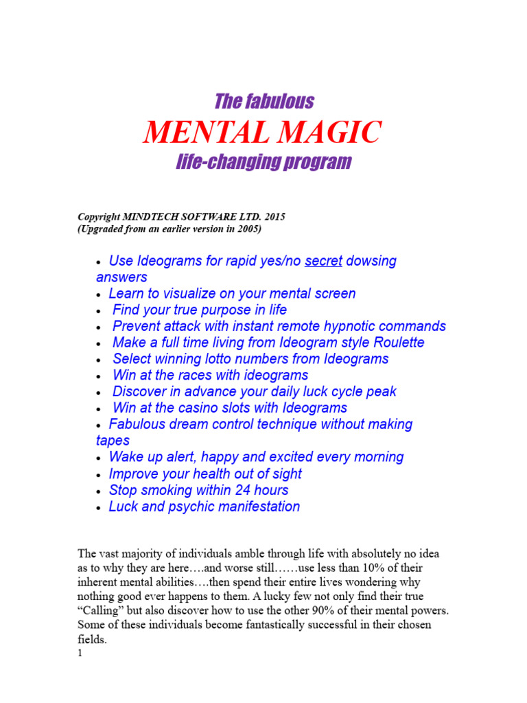 MENTAL MAGIC-finalised | PDF | Matter | Consciousness