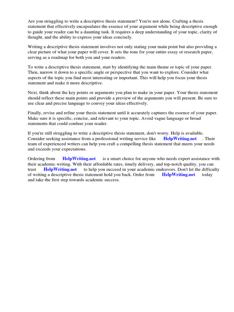 How To Write A Descriptive Thesis Statement | PDF | Essays | Thesis