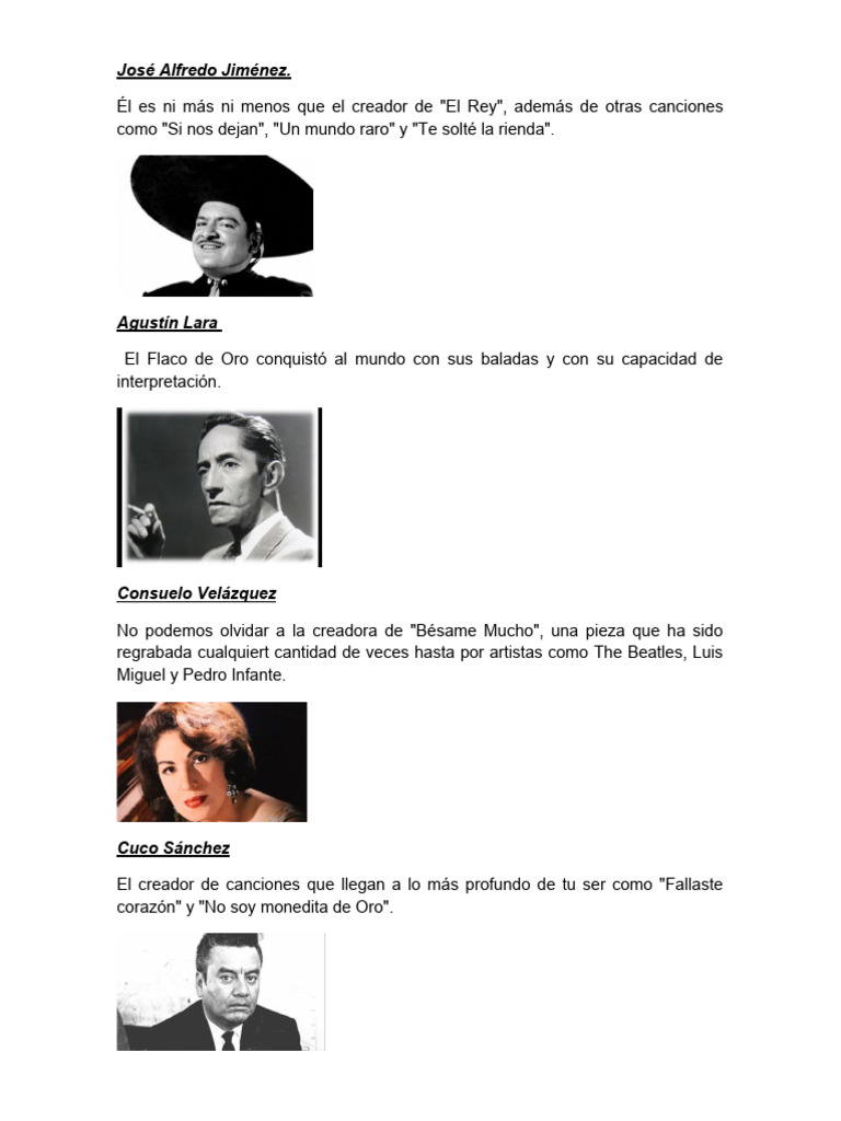 Compositores icónicos de la música mexicana | PDF | México | Musica ...