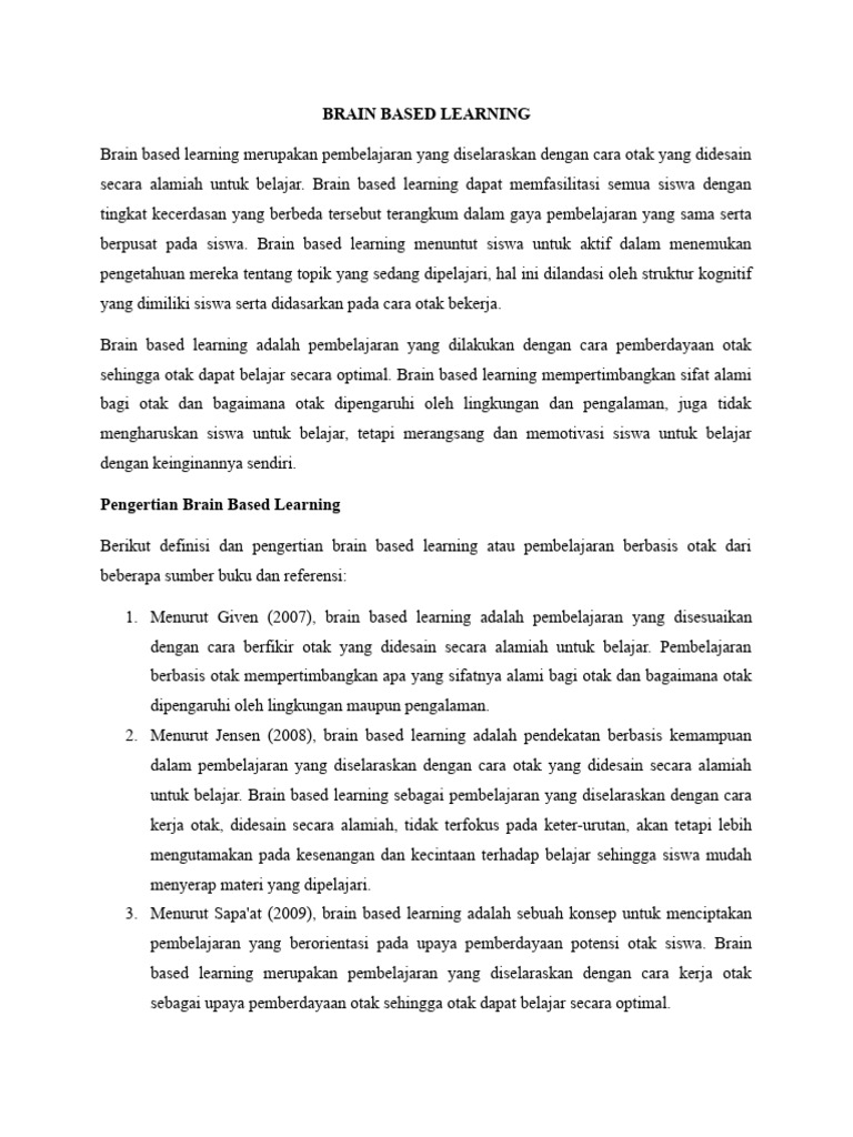 Brain Based Learning Model-Model Pembelajaran | PDF