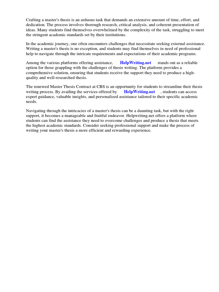 Renewed Master Thesis Contract Cbs | PDF | Science