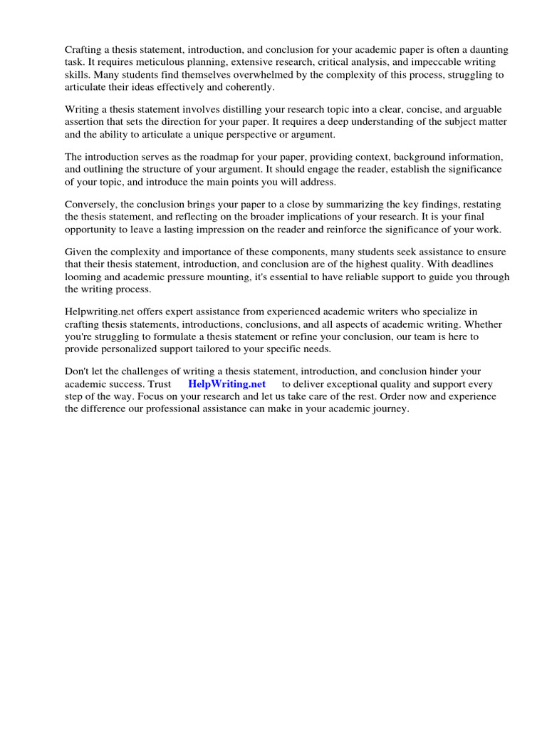 Thesis Statement Introduction and Conclusion | PDF | Essays | Thesis