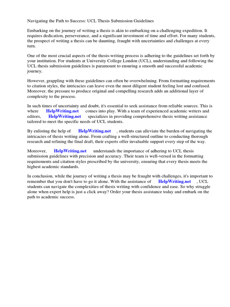Ucl Thesis Submission Guidelines | PDF | Thesis