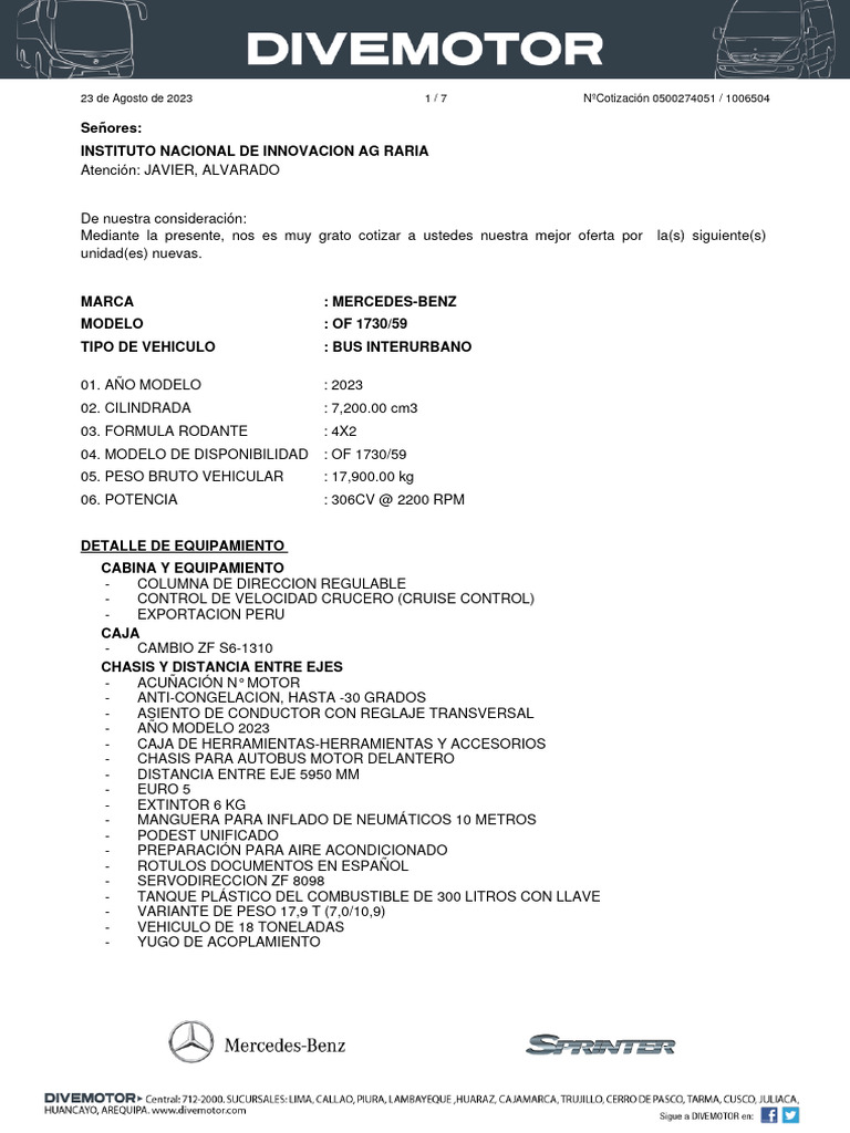 Cotización 02 Buses 45 PAX | PDF | Eje | Industria automotriz
