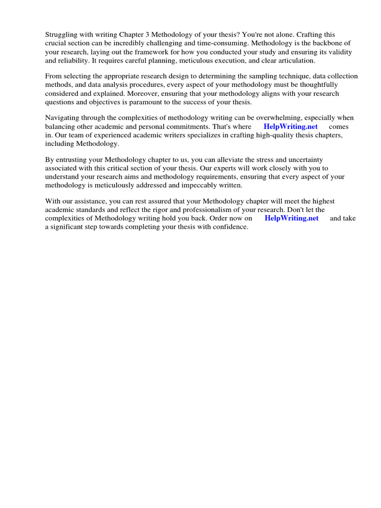 How To Write Chapter 3 Methodology of A Thesis | PDF | Methodology ...