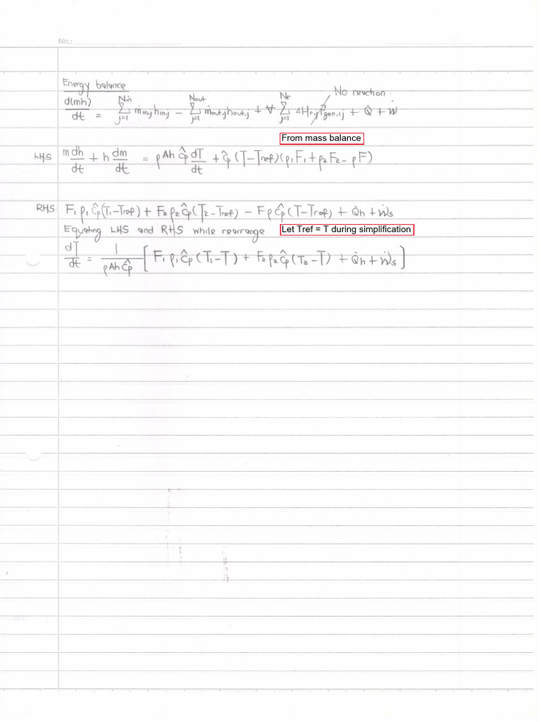 Chapter 2 Process Modelling Fundamental Relations (Self Revision) Preheater Energy Balance | PDF