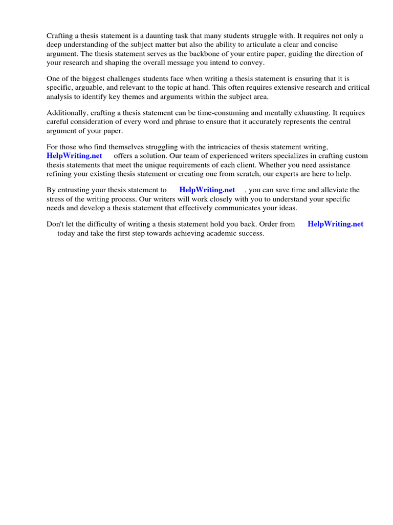 Thesis Statement in Writing Examples | PDF | Essays | Thesis