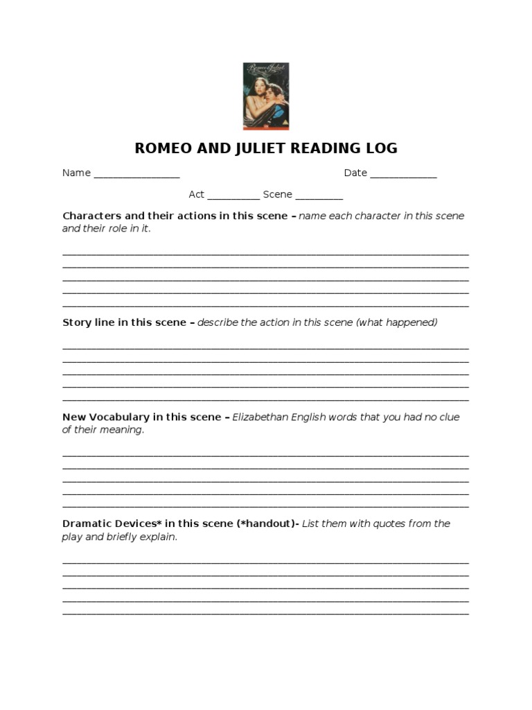 Romeo and Juliet Reading Log | PDF | Technology & Engineering