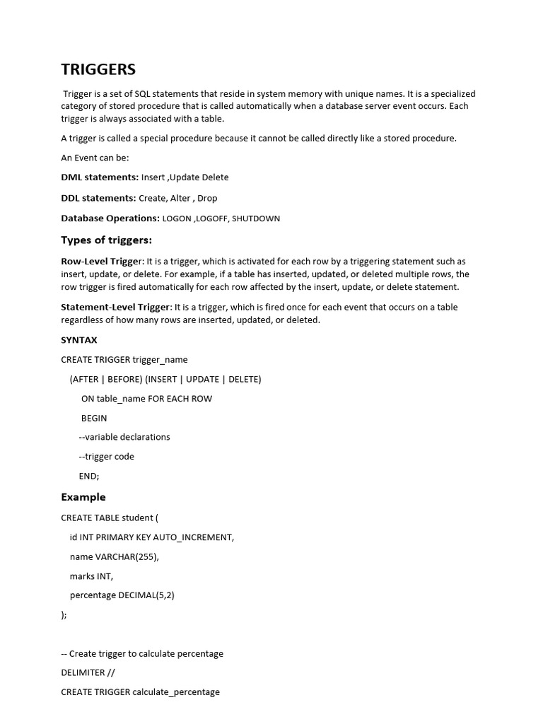 TRiggers | PDF | Sql | Information Technology Management