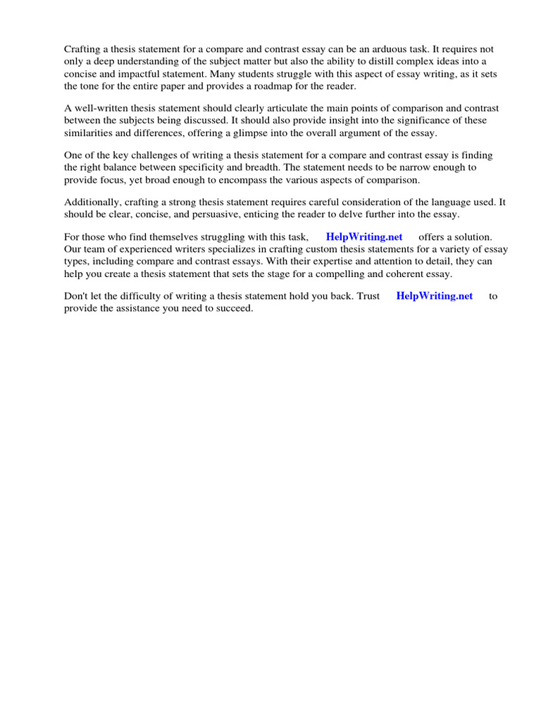 How To Write Thesis Statement of Compare and Contrast Essay | PDF | Essays