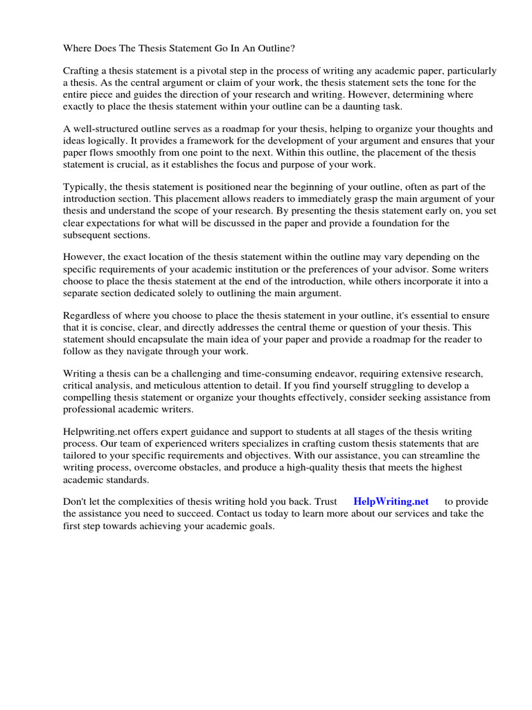 Where Does the Thesis Statement Go in an Outline | PDF | Essays | Thesis