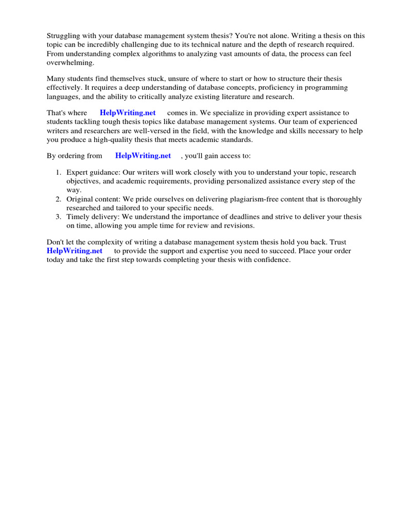 Database Management System Thesis PDF | PDF | Databases | Relational Database