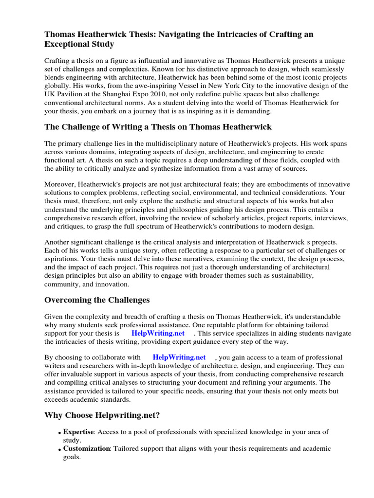 Thomas Heatherwick Thesis | PDF | Thesis | Critical Thinking