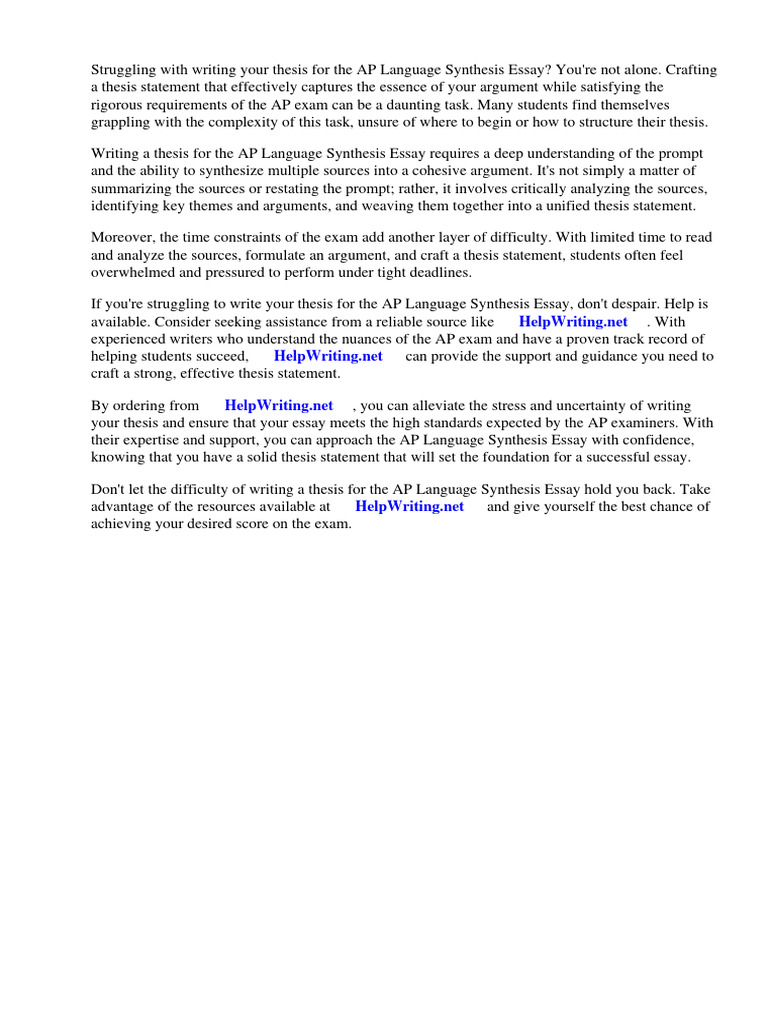Tips For AP Language Synthesis Essay | PDF | Essays | Dialectic