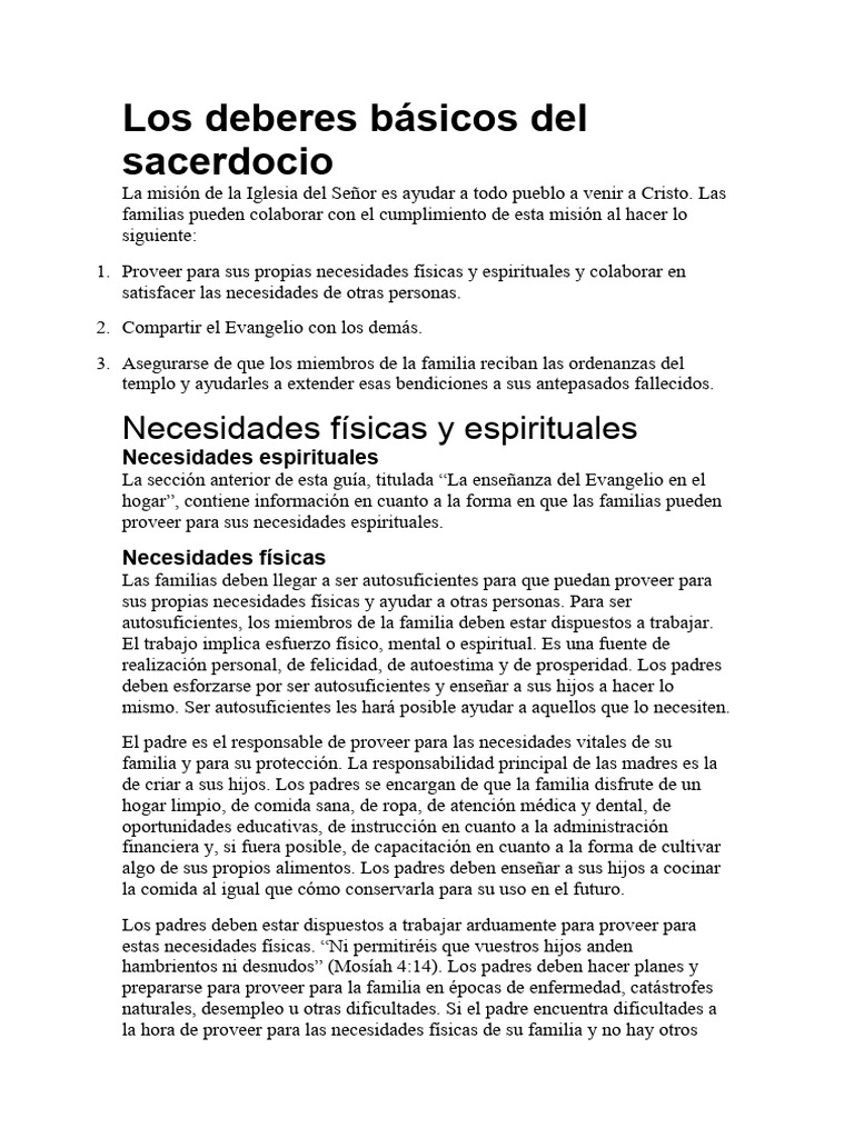 LOS DEBERES BASICOS DEL SACERDOCIO | PDF | Iglesia Católica | Evangelios