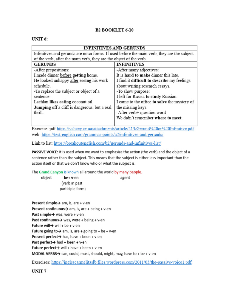 B2 Booklet 6-10 | PDF | Verb | Subject (Grammar)