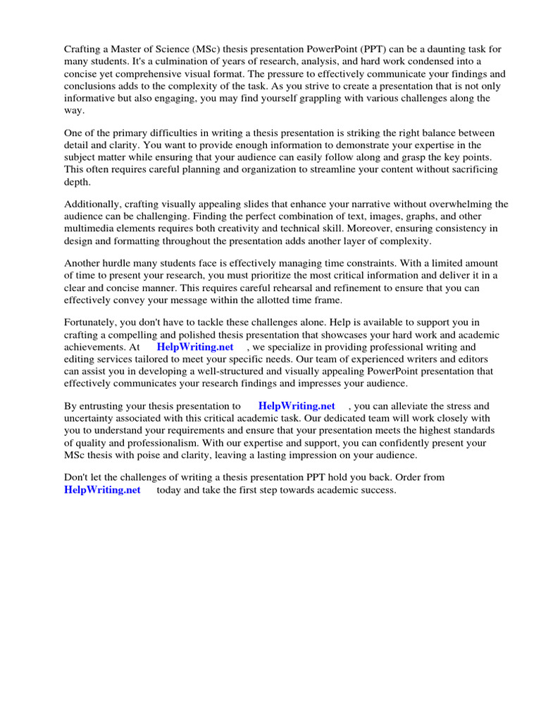 MSC Thesis Presentation | PDF | Thesis | Microsoft Power Point