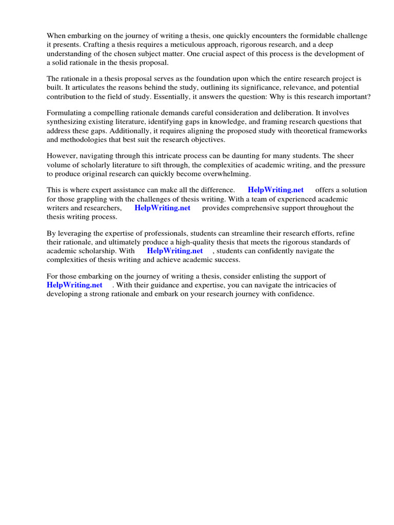 What Is Rationale in Thesis Proposal | Download Free PDF | Thesis | Essays