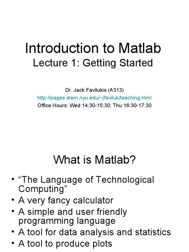 Matlab Lecture 1b | PDF | Matlab | Matrix (Mathematics)