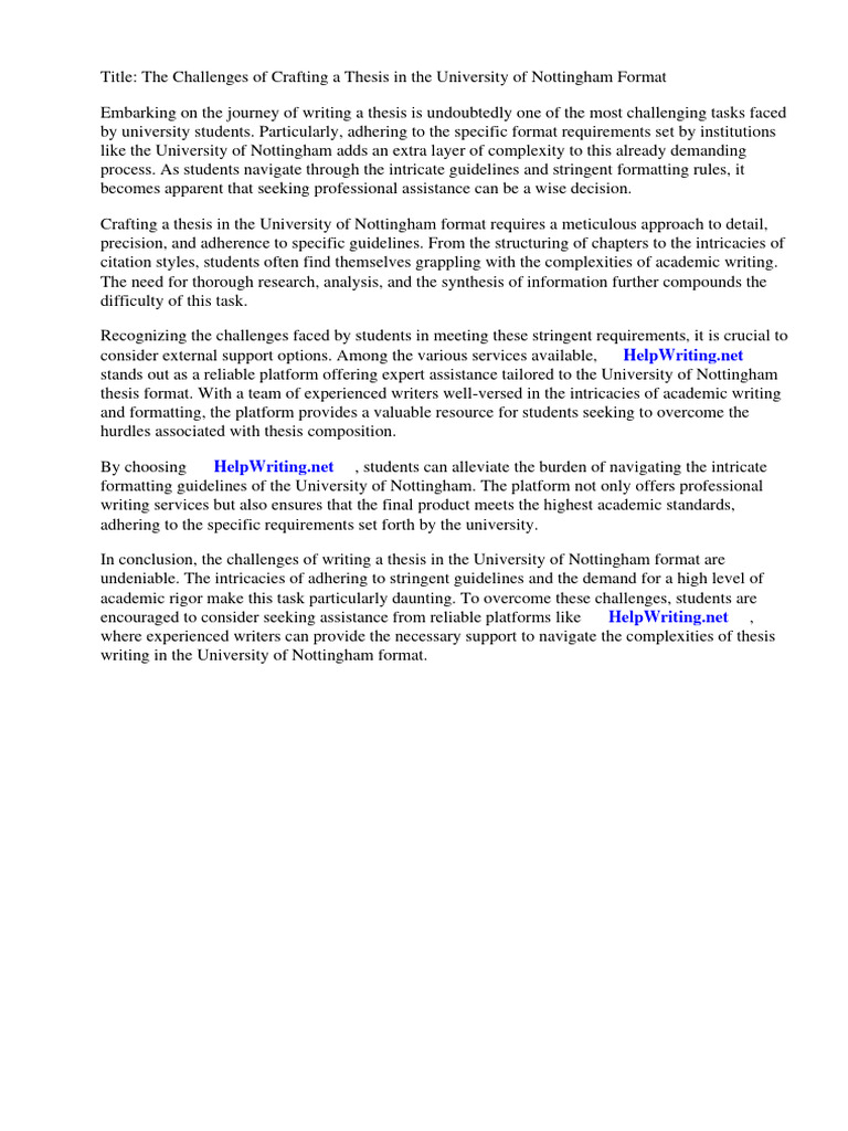 Thesis Format University of Nottingham | Download Free PDF | Thesis ...
