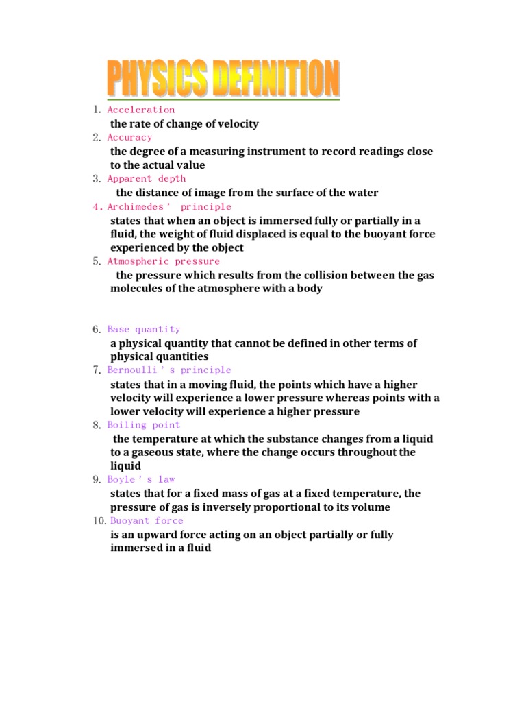 Physics Definition | PDF