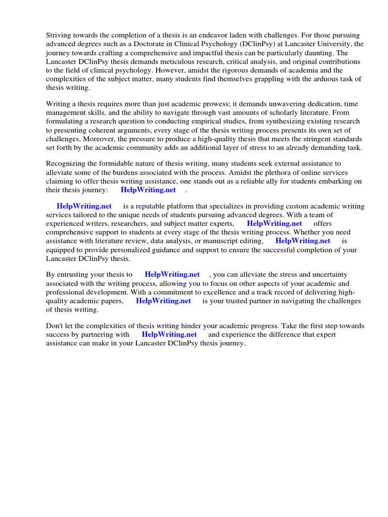 Lancaster Dclinpsy Thesis | PDF | Nursing | Psychology