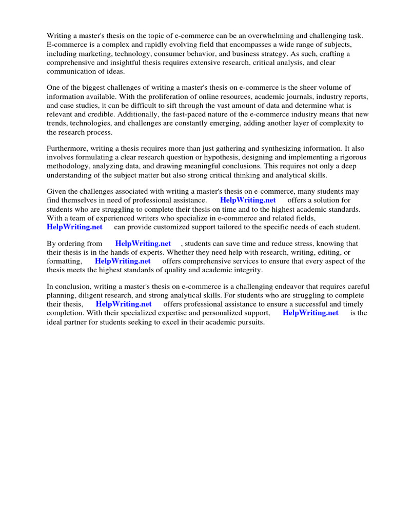 Master Thesis e Commerce | PDF | E Commerce | Information Technology