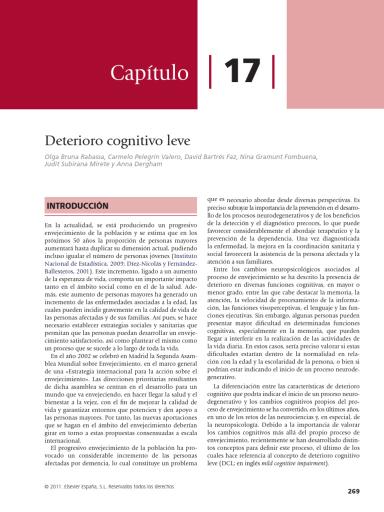 Cap Tulo 17 - Deterioro Cognitivo Leve - 2011 - Rehabilitaci N Neuropsicol Gic | PDF | Demencia ...