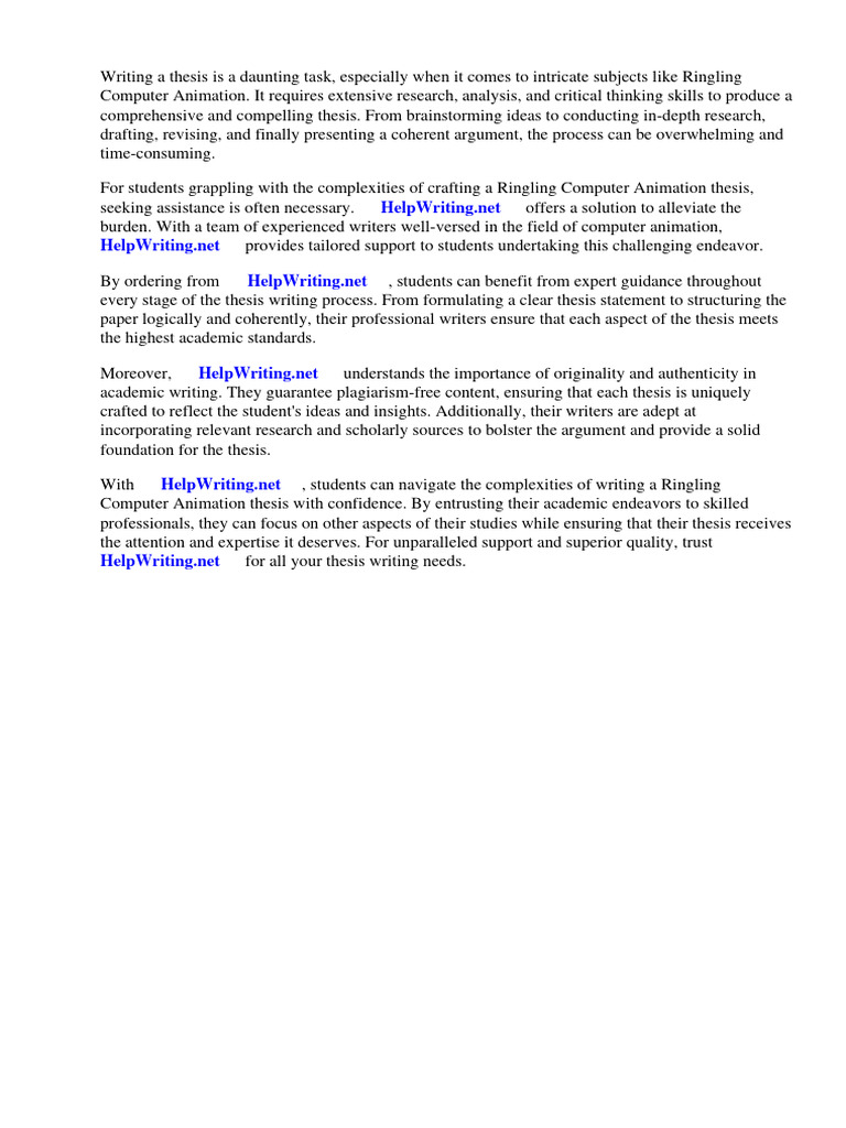 Ringling Computer Animation Thesis | PDF | Animation | The Arts