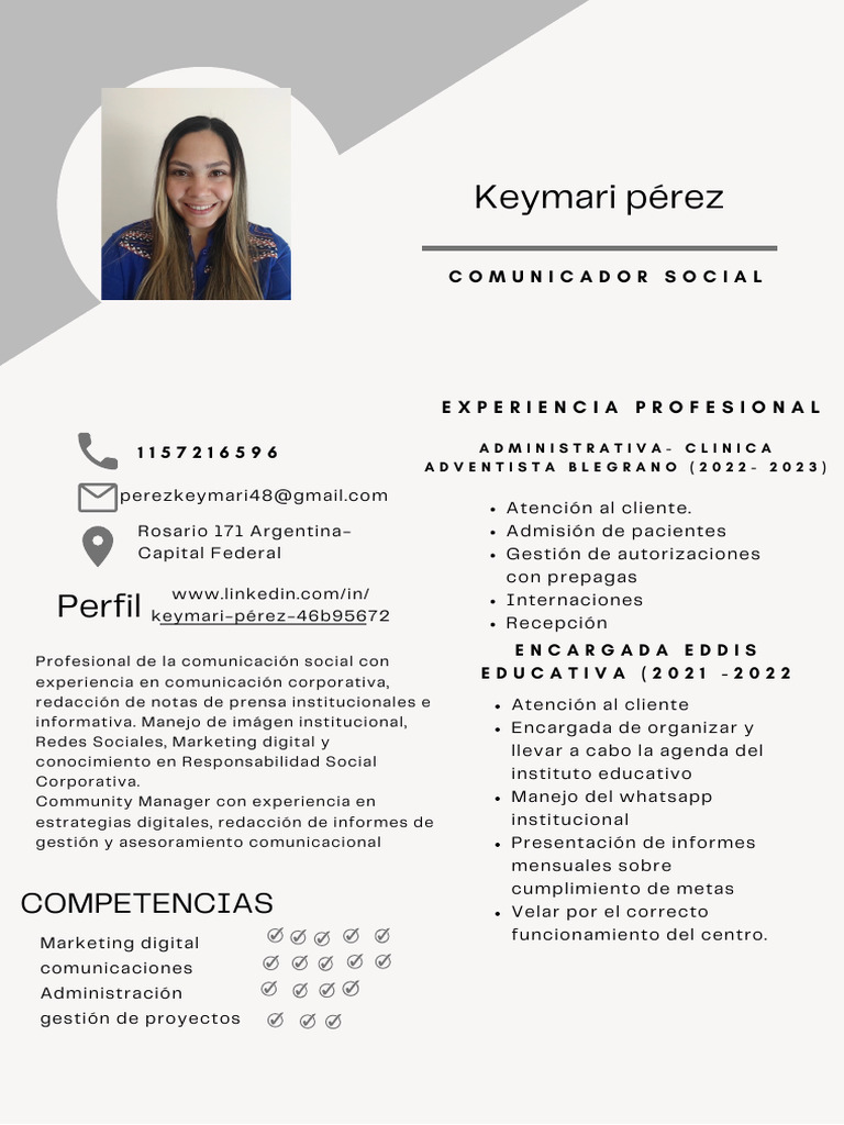 Perfil Profesional de Keymari Pérez | PDF | Responsabilidad social ...