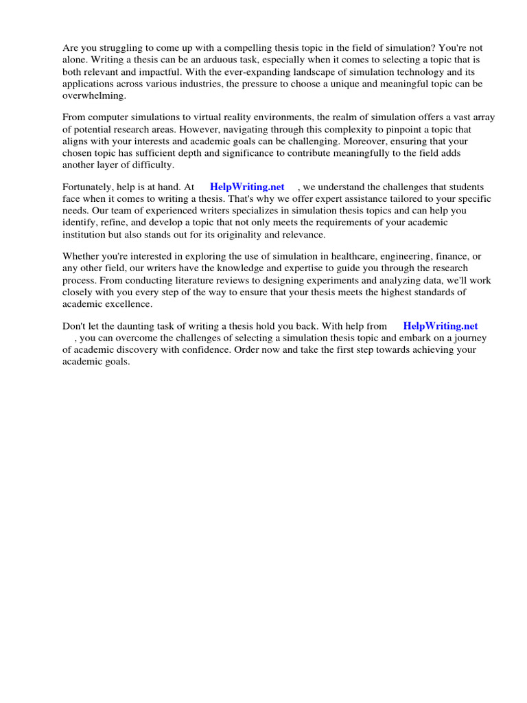 Simulation Thesis Topics | PDF | Simulation | Thesis